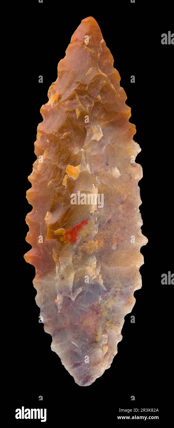 Foliate and lacy point in cut stone. Neolithic period. North Africa. 4 ...