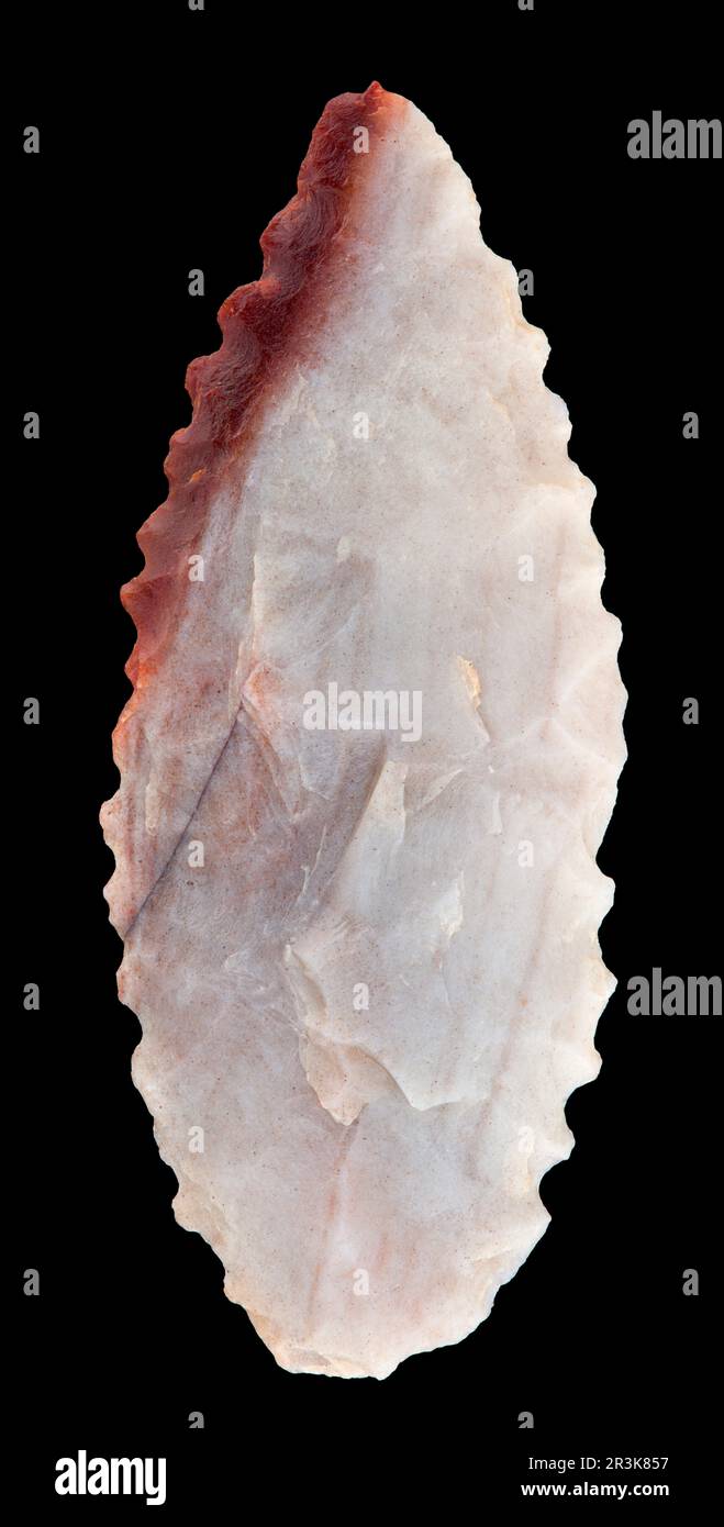 Foliate and lacy point in cut stone. Neolithic period. North Africa. 4 ...