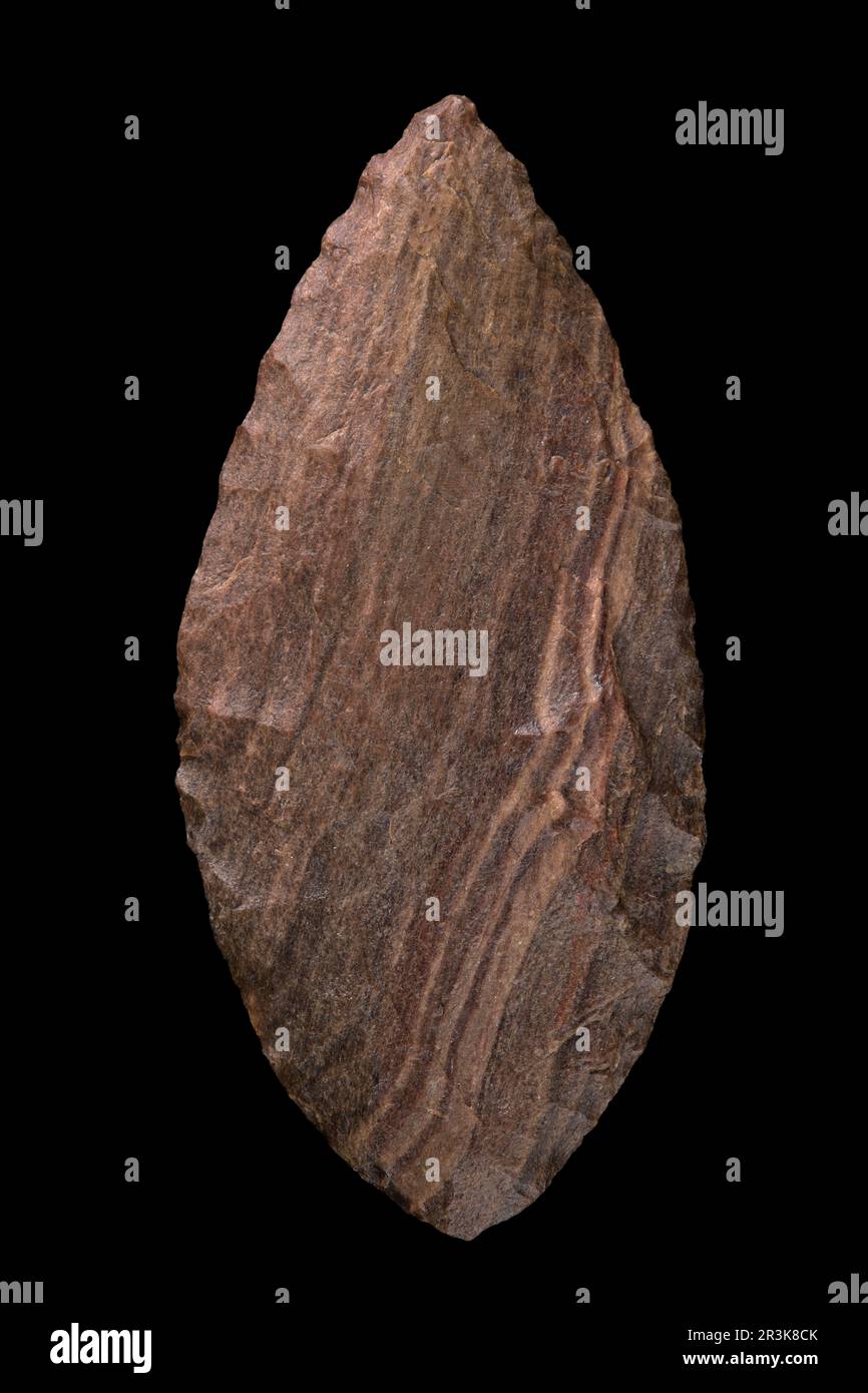 Point in the shape of a laurel leaf in cut stone. Neolithic period ...