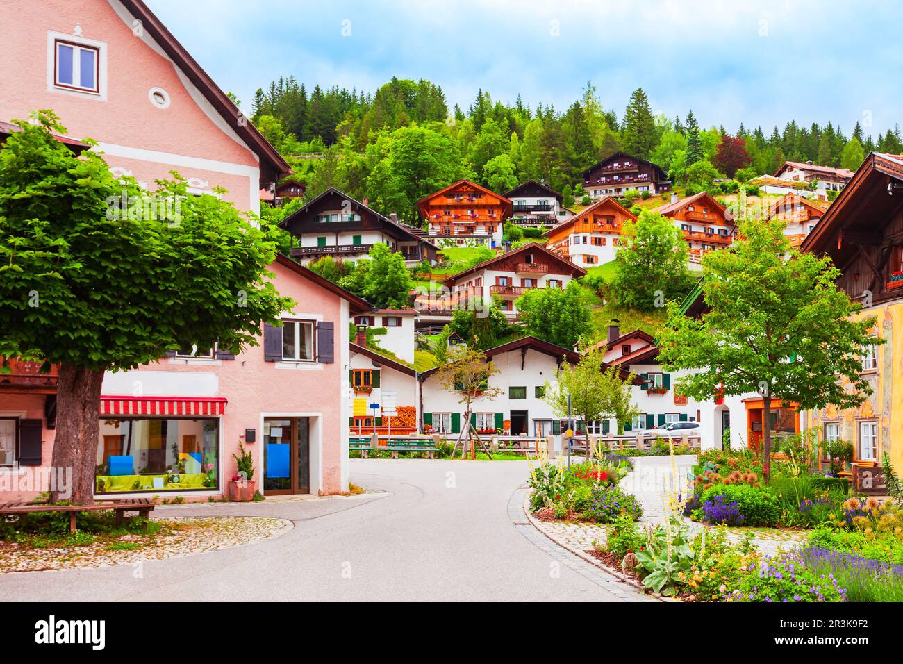 Beauty local houses in Mittenwald old town in Bavaria, Germany Stock ...