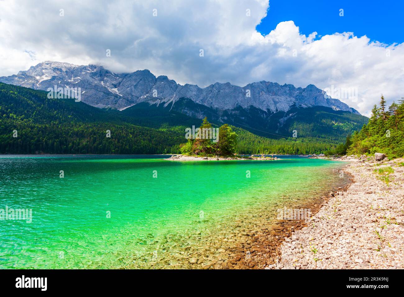 Eibsee lake near Garmisch-Partenkirchen town in Bavaria, Germany Stock ...