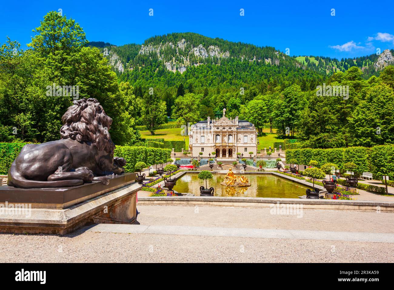 Schloss Linderhof Palace is located near the village of Ettal in ...