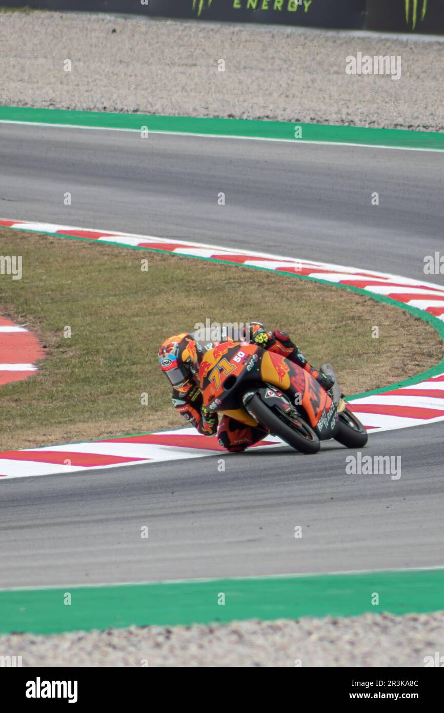 MONTMELLO, SPAIN-JUNE 4, 2021: Ayumu Sasaki on his #71 KTM RC250GP (Red ...