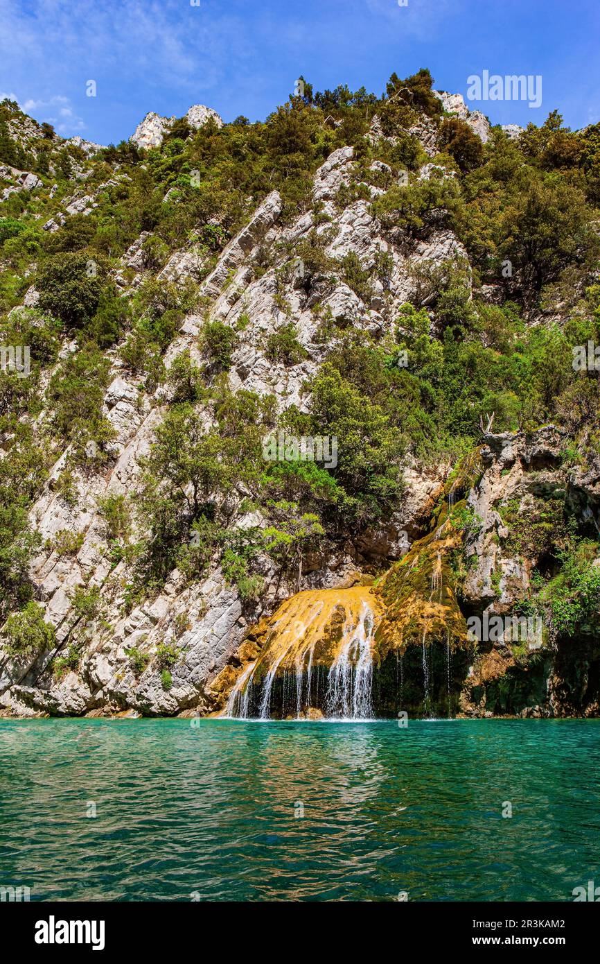 The gorge and picturesque waterfall Stock Photo - Alamy