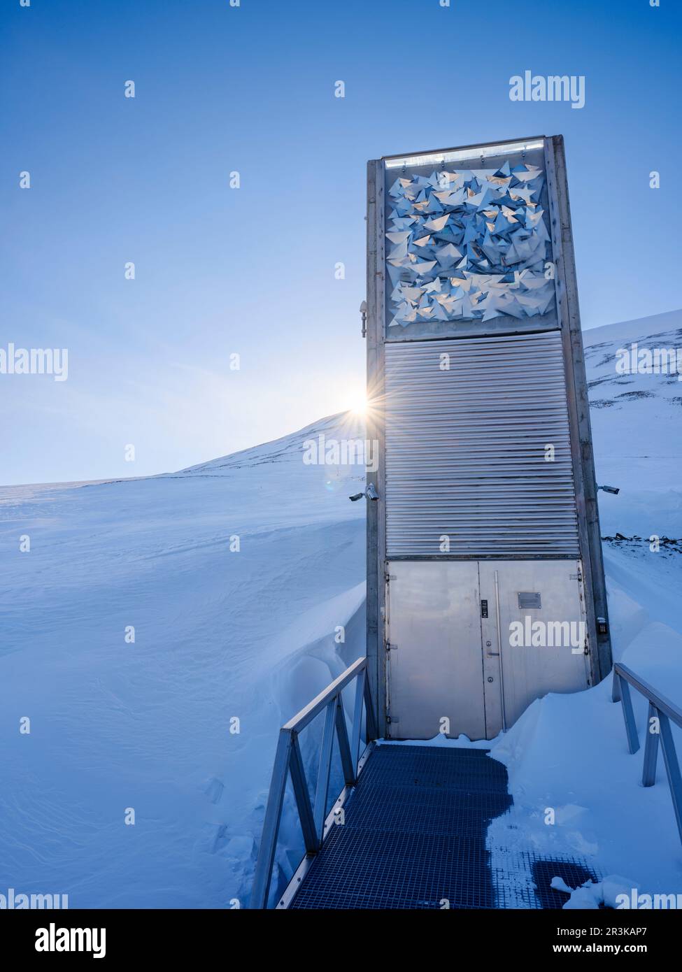 Svalbard Global Seed Vault. Longyearbyen, the capital of Svalbard on ...