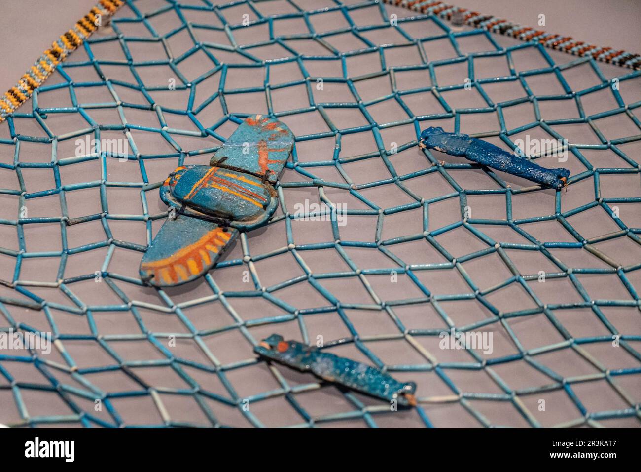 protective mesh with amulets, winged scarab and the four sons of Horus ...