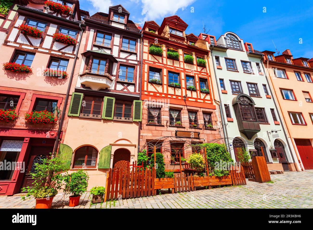 Weissgerbergasse street with colorful timber frame or fachwerk houses ...