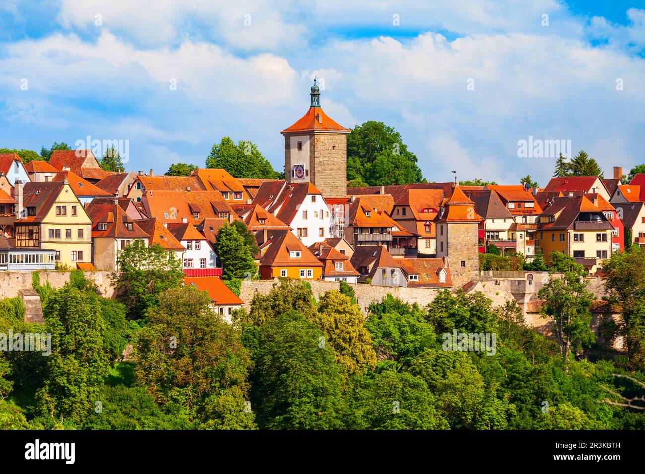 Rothenburg ob der Tauber old town aerial panoramic view. Rothenburg ob ...