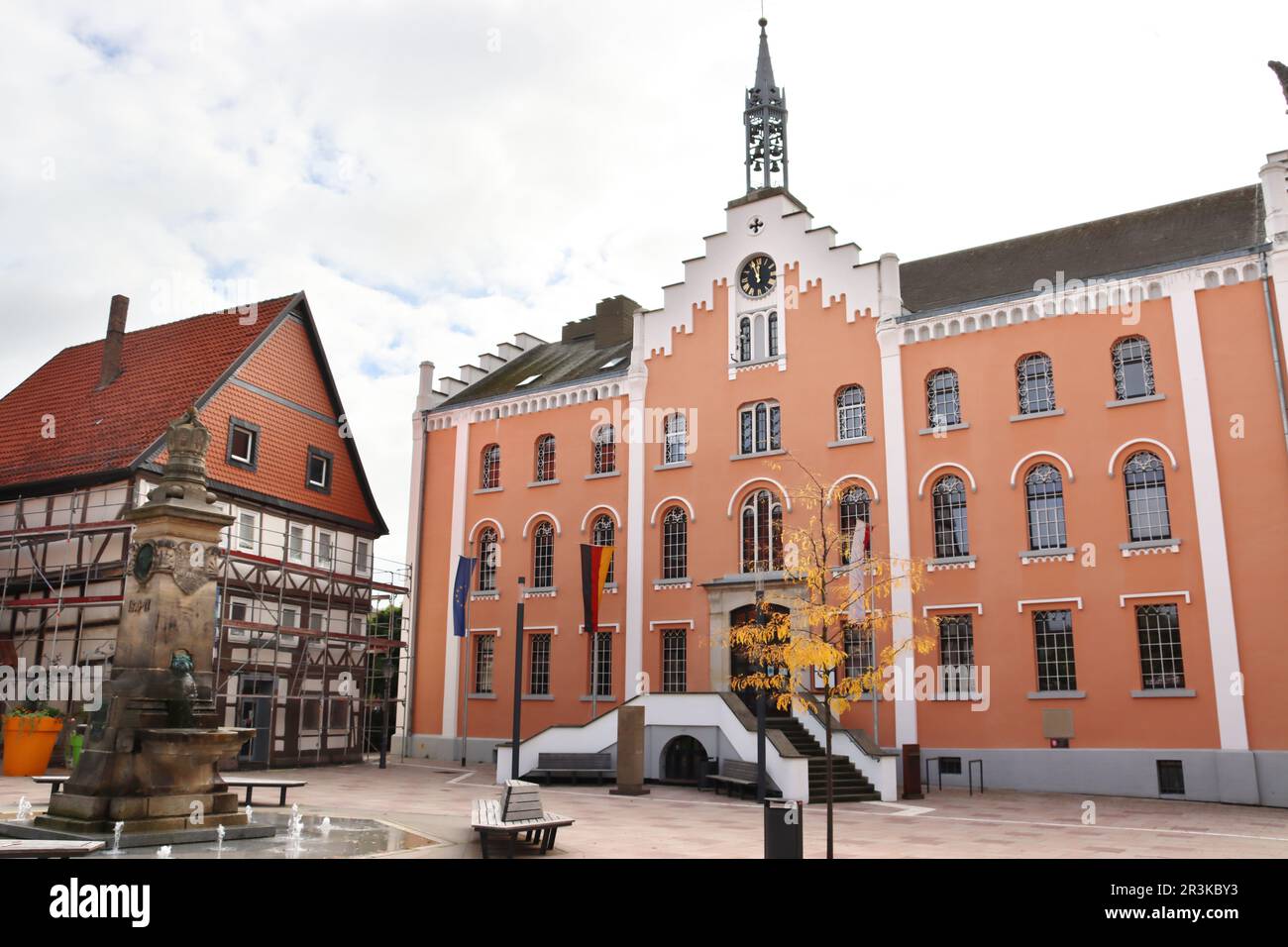 Monument and fountain on the market square in the historic Old Town ...