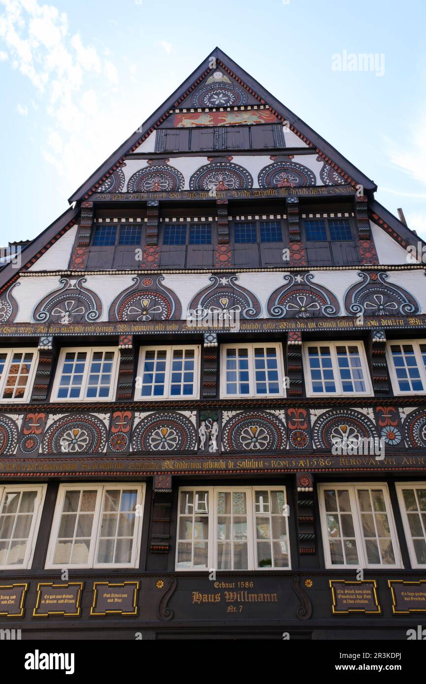 Decorated gable at a Half-timbered house, Osnabrueck Stock Photo - Alamy