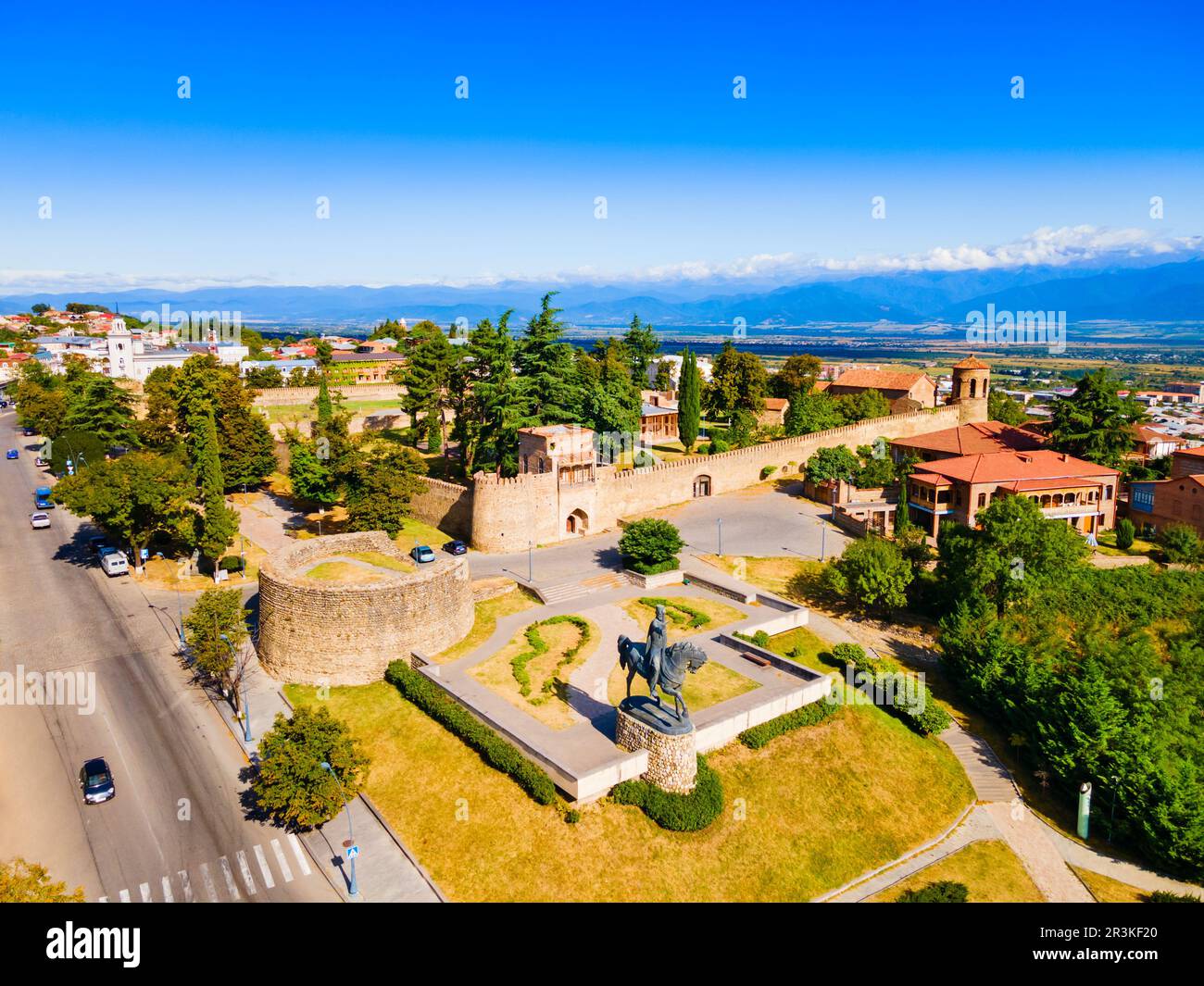Batonis Tsikhe Fortress aerial panoramic view in Telavi. Telavi is the ...