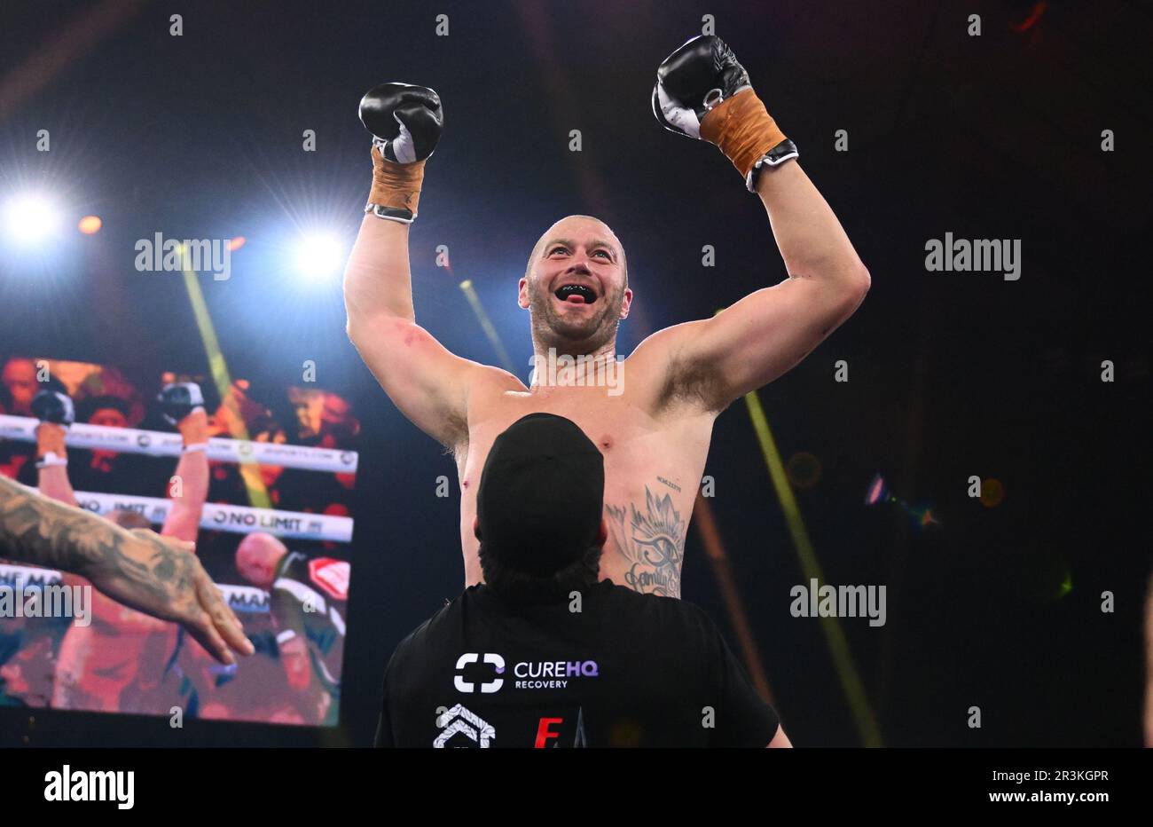 Melbourne, Wednesday, May 24, 2023. Tom Bellchambers celebrates ...