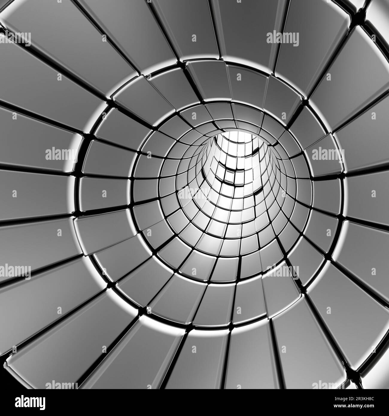 Silver abstract tunnel shapes futuristic 3d rendering Stock Photo - Alamy