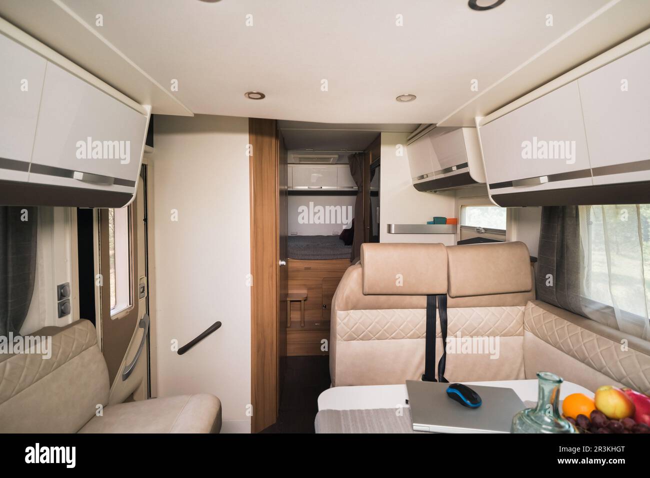 the interior of a mobile home. Salon inside the motorhome Stock Photo ...