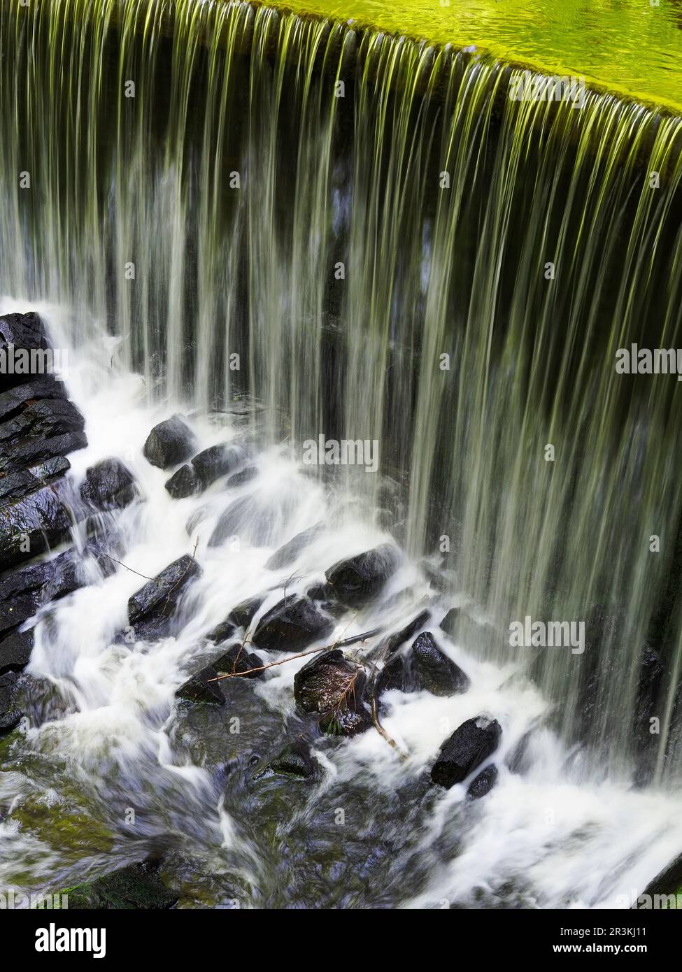 Weir at Long Dam in Skipton Castle Woods Skipton North Yorkshire ...
