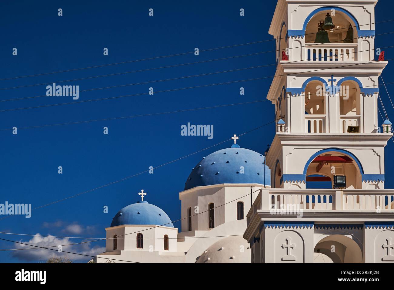 Church of the Holy Cross with a Blue Dome and an Huge Bell Tower ...