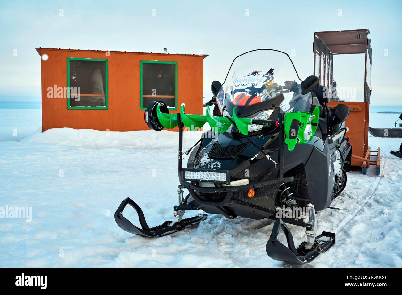 Ice fishing or White fishing, Lake Saint Jean, Saguenay lac St Jean ...