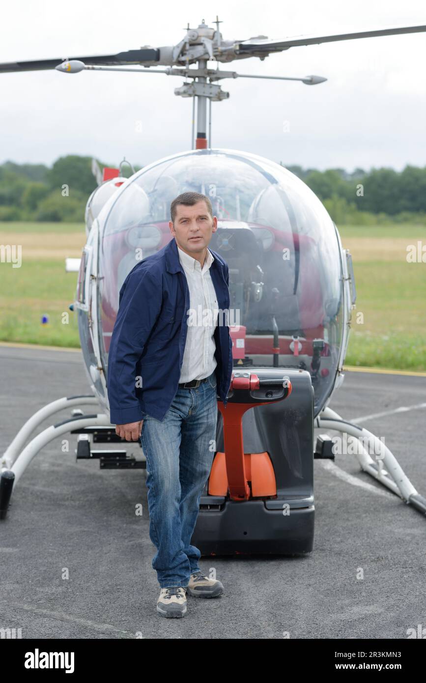 a man on helicopter deck offshore Stock Photo - Alamy