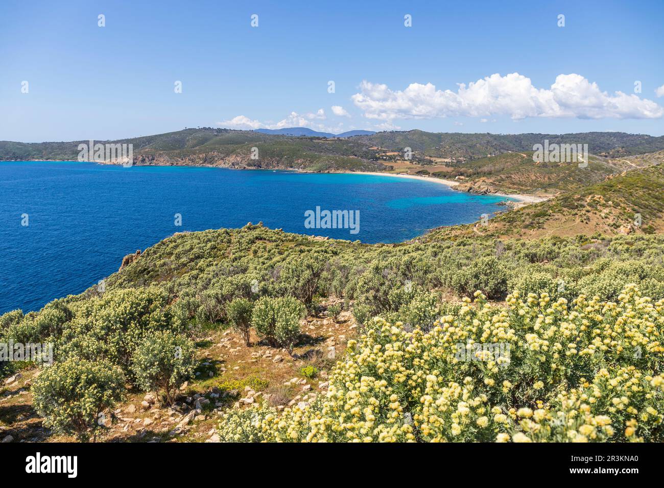 Cap Lardier and Briande beach seen from the peninsula of Cap Taillat ...