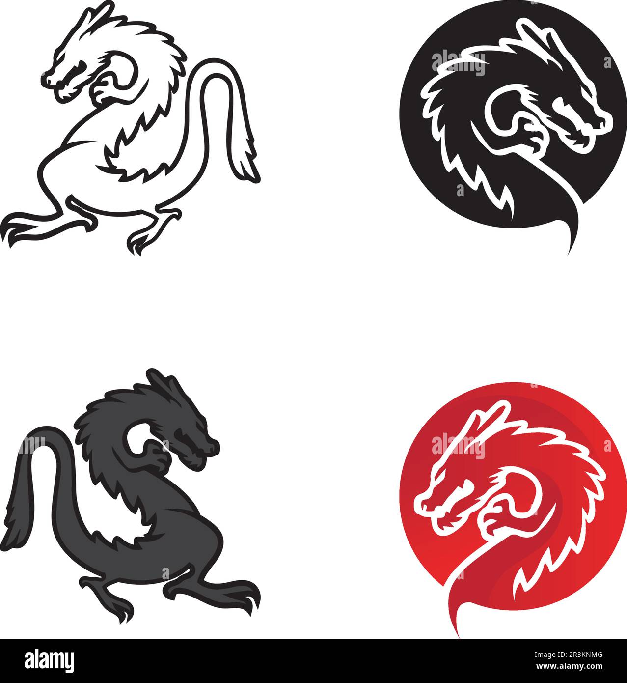 Head dragon flat color logo template vector illustration design Stock ...