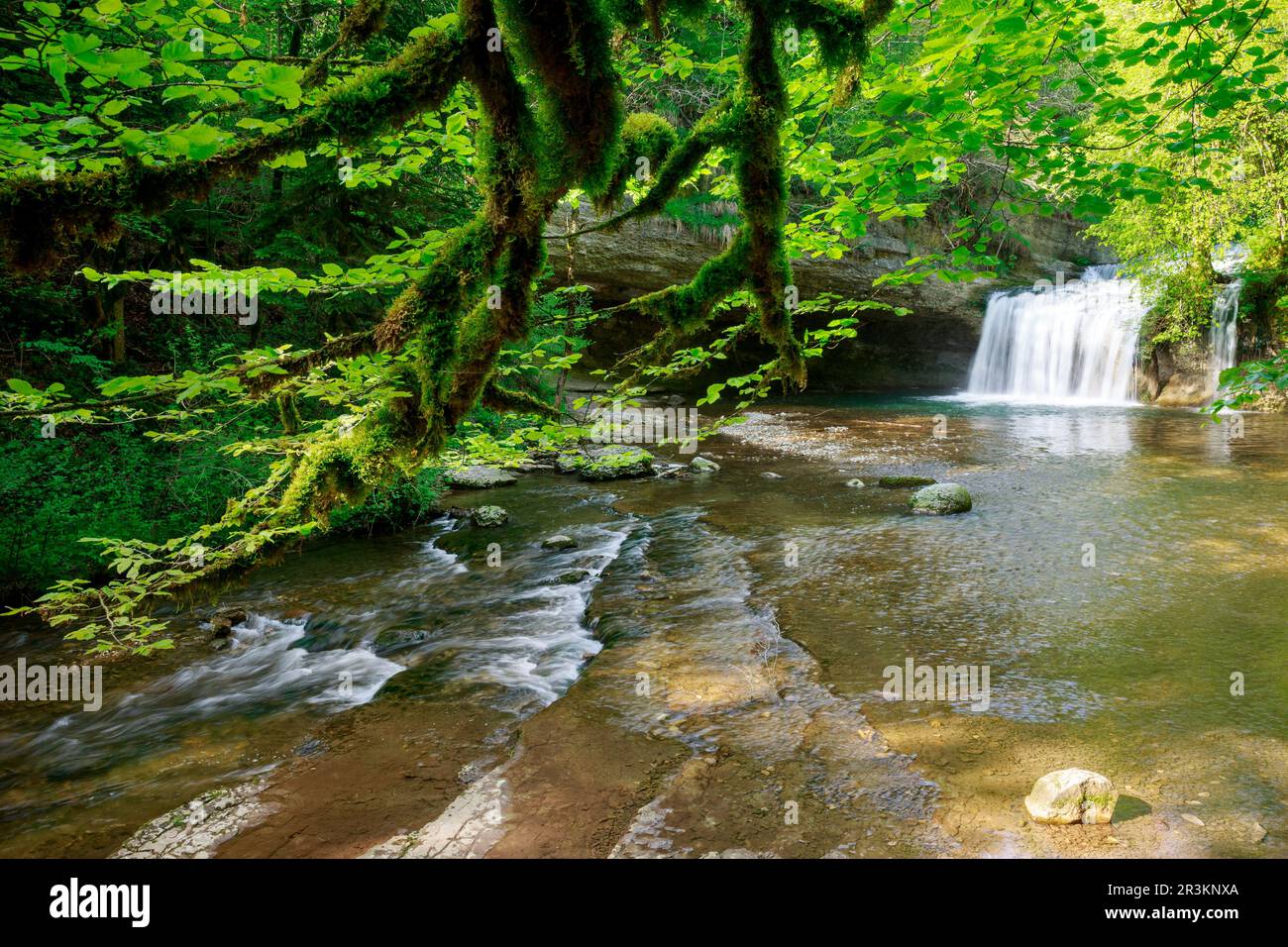 The Gour bleu, Herisson waterfalls, Jura, France Stock Photo - Alamy