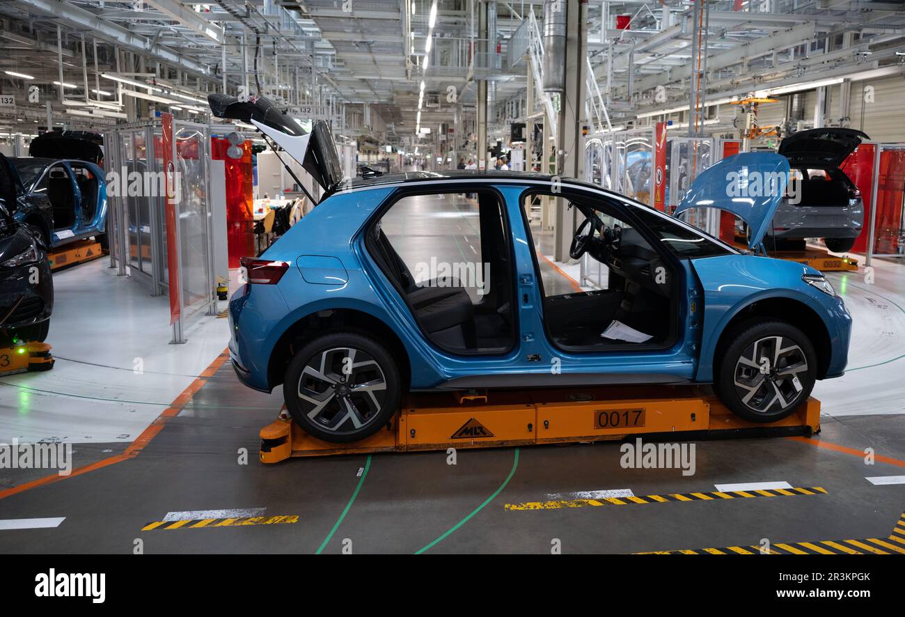 Zwickau, Germany. 24th May, 2023. A model of the new-generation ID.3 ...