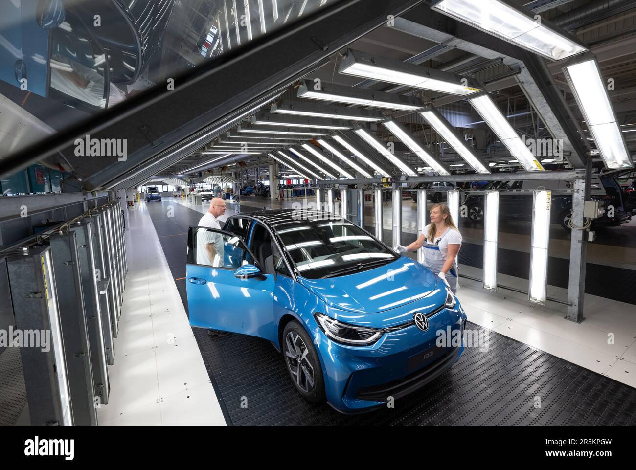 Zwickau, Germany. 24th May, 2023. A model of the new-generation ID.3 is ...