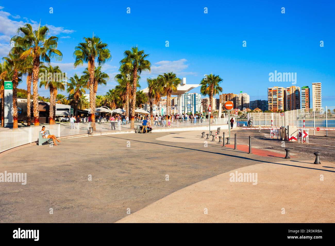 Malaga, Spain - October 23, 2021: Paseo del Muelle Uno boardwalk is a ...