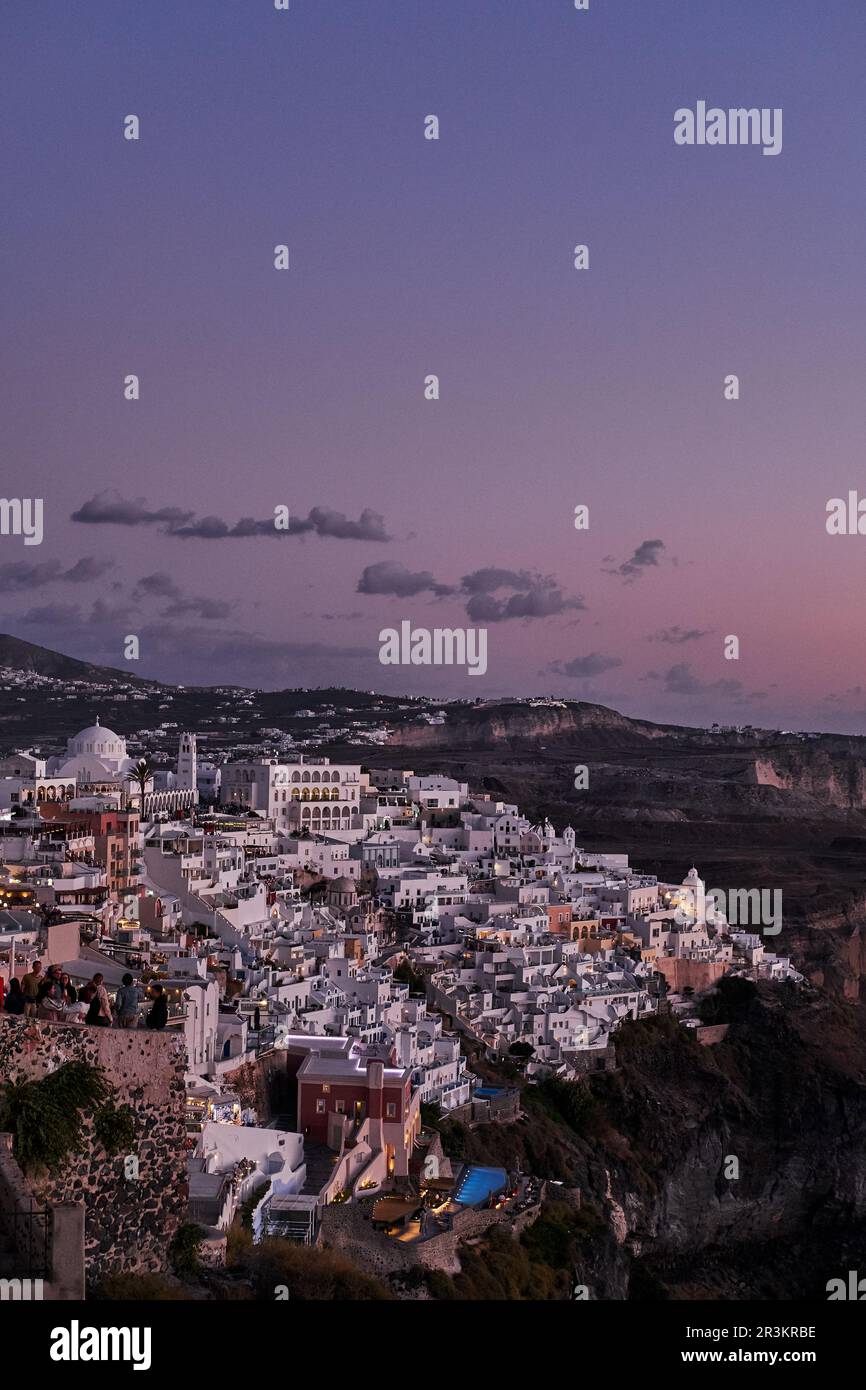 Santorini village fira dusk hi-res stock photography and images - Alamy