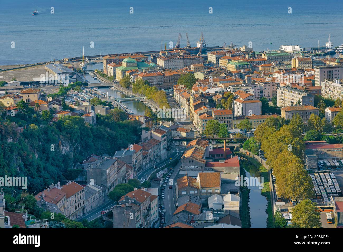 Rijeka old principal seaport aerial panoramic view Stock Photo - Alamy