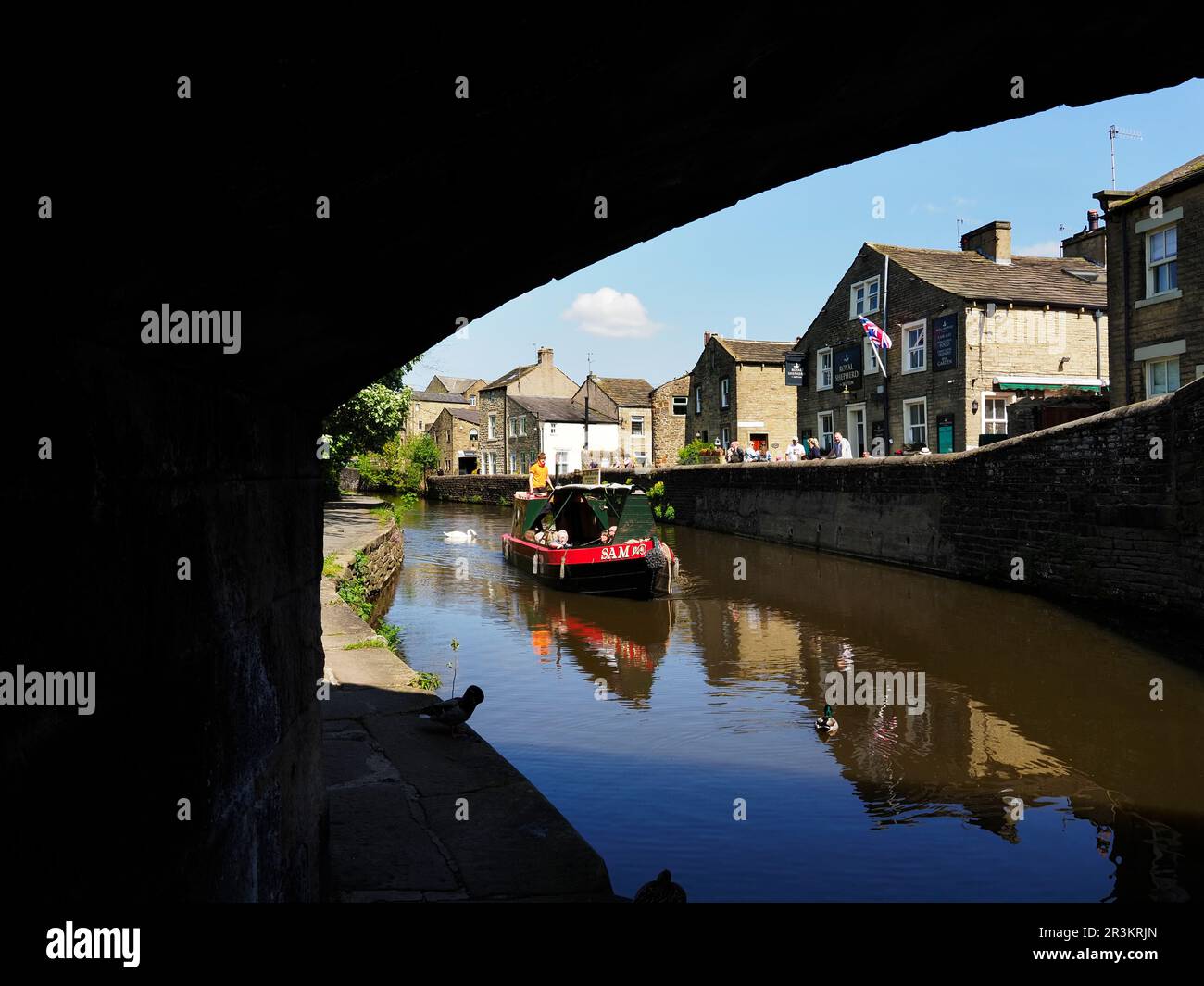 Canal cruise approacking a bridge on the Springs Branch canal at ...