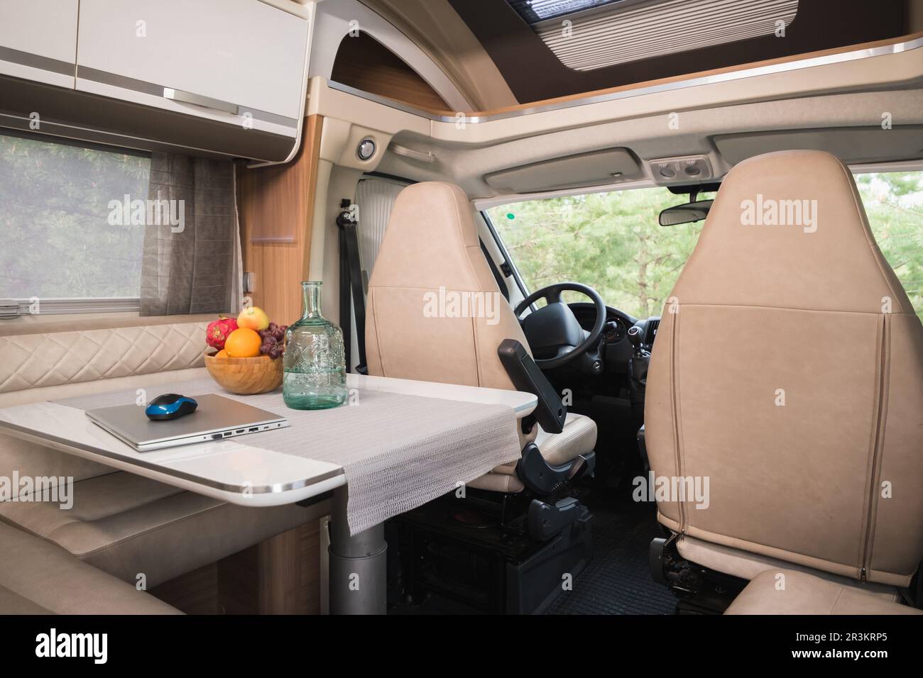 the interior of a mobile home. Salon inside the motorhome Stock Photo ...