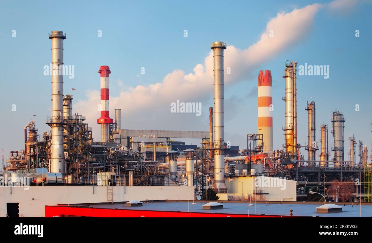 big oil refinery of a sky background Stock Photo - Alamy