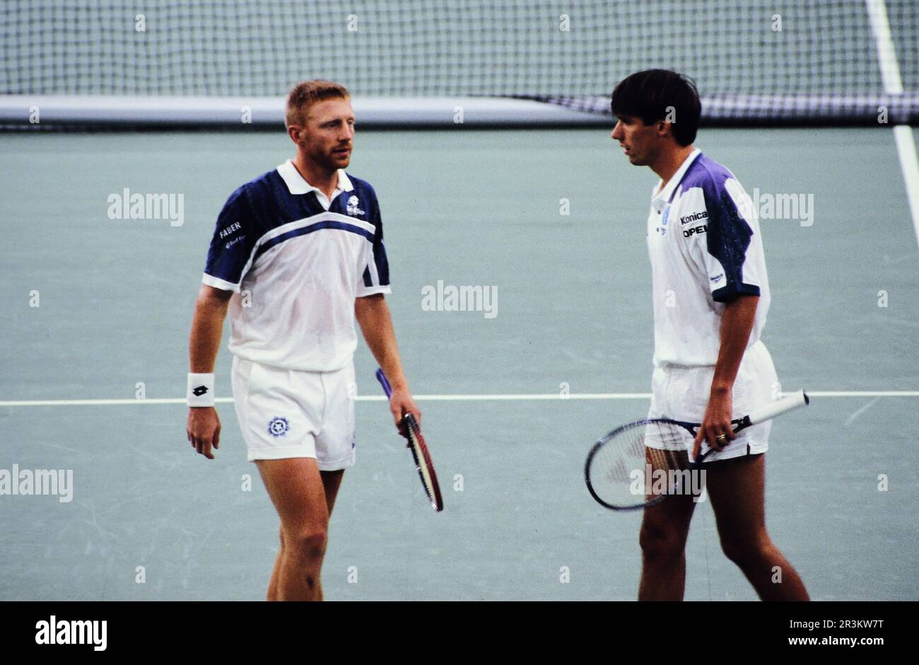 Boris Becker und Michael Stich, deutsche Tennisspieler, auf dem Tennisplatz Stock Photo - Alamy