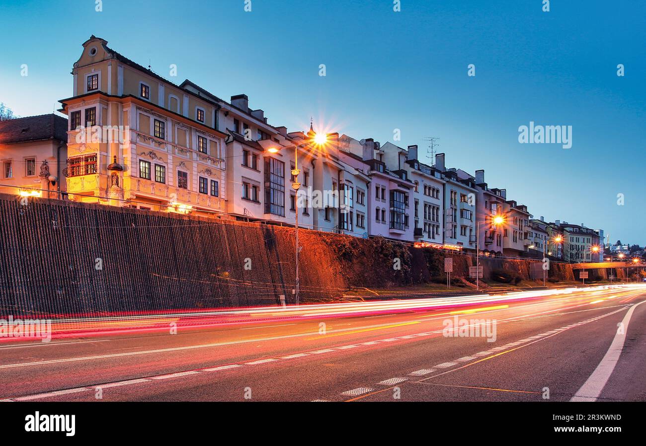 Bratislava old town street at night, Slovakia Stock Photo - Alamy
