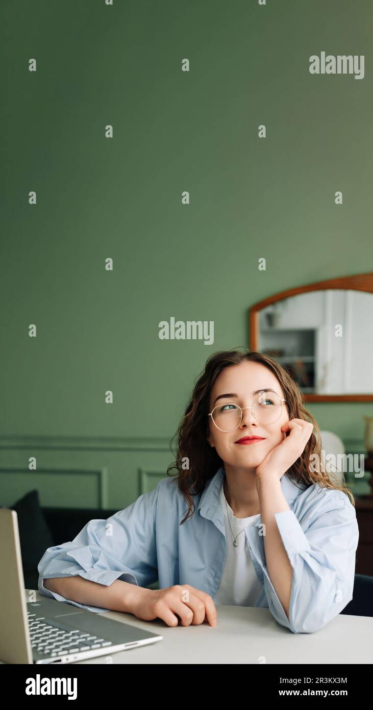 Serious Businesswoman Pondering Question or Idea on Laptop, Feeling ...