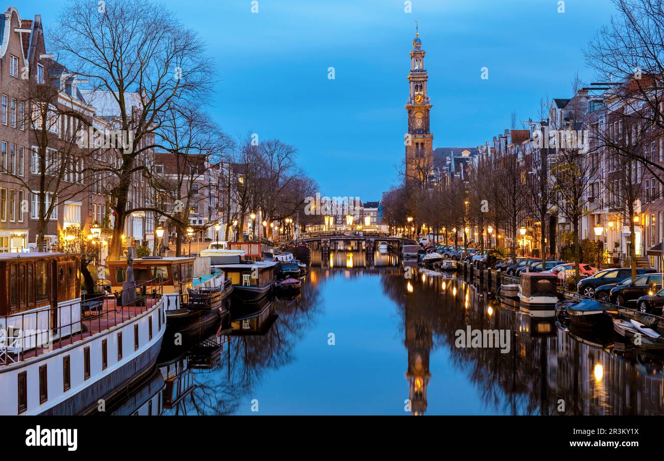 Amsterdam canals with Christmas lights during December, canal ...
