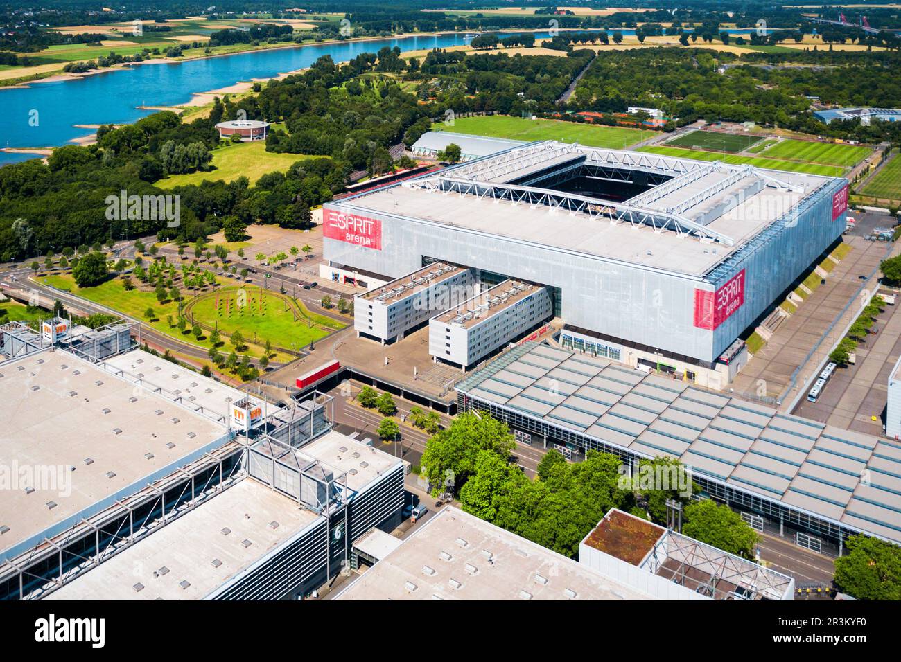 DUSSELDORF, GERMANY - JULY 02, 2018: Dusseldorf Messe trade fair ground ...