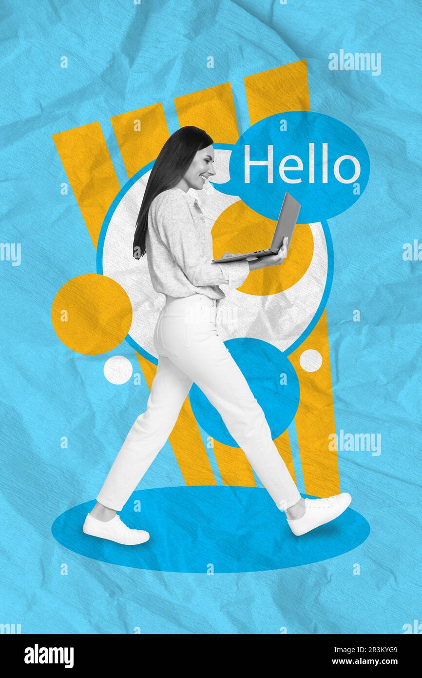 Collage poster template artwork of confident successful lady boss going ...