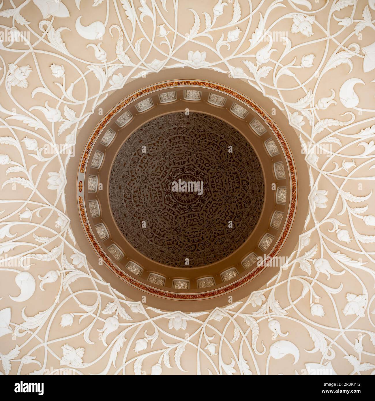 Floral pattern design on the wall of the Sheikh Zayed Grand Mosque, the ...