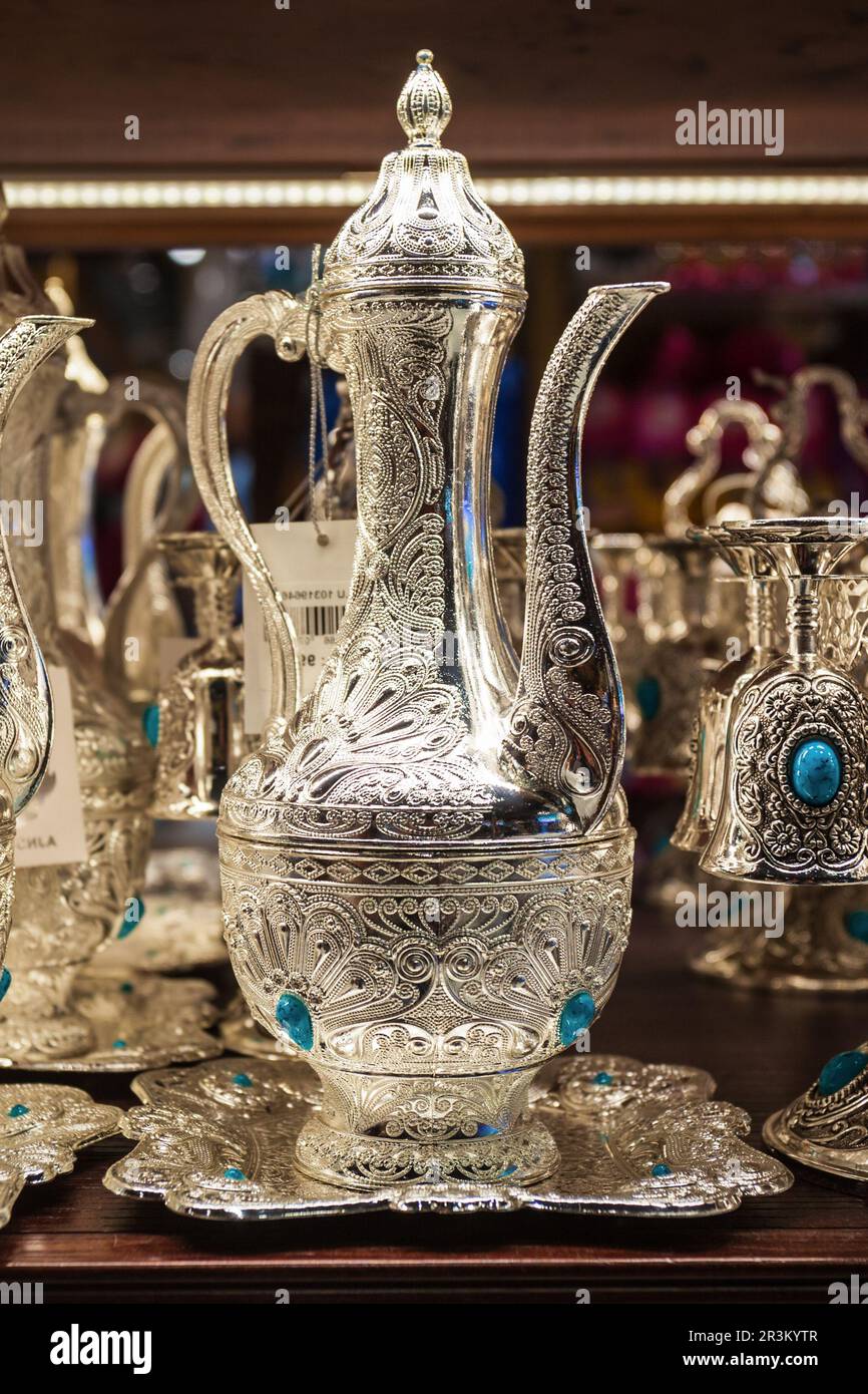 DUBAI, UAE - MARCH 02, 2019: Traditional arabic tea pot souvenir in the ...
