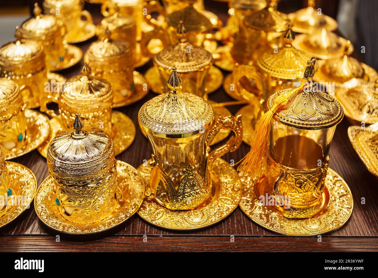 DUBAI, UAE - MARCH 02, 2019: Traditional arabic tea pot souvenir in the ...