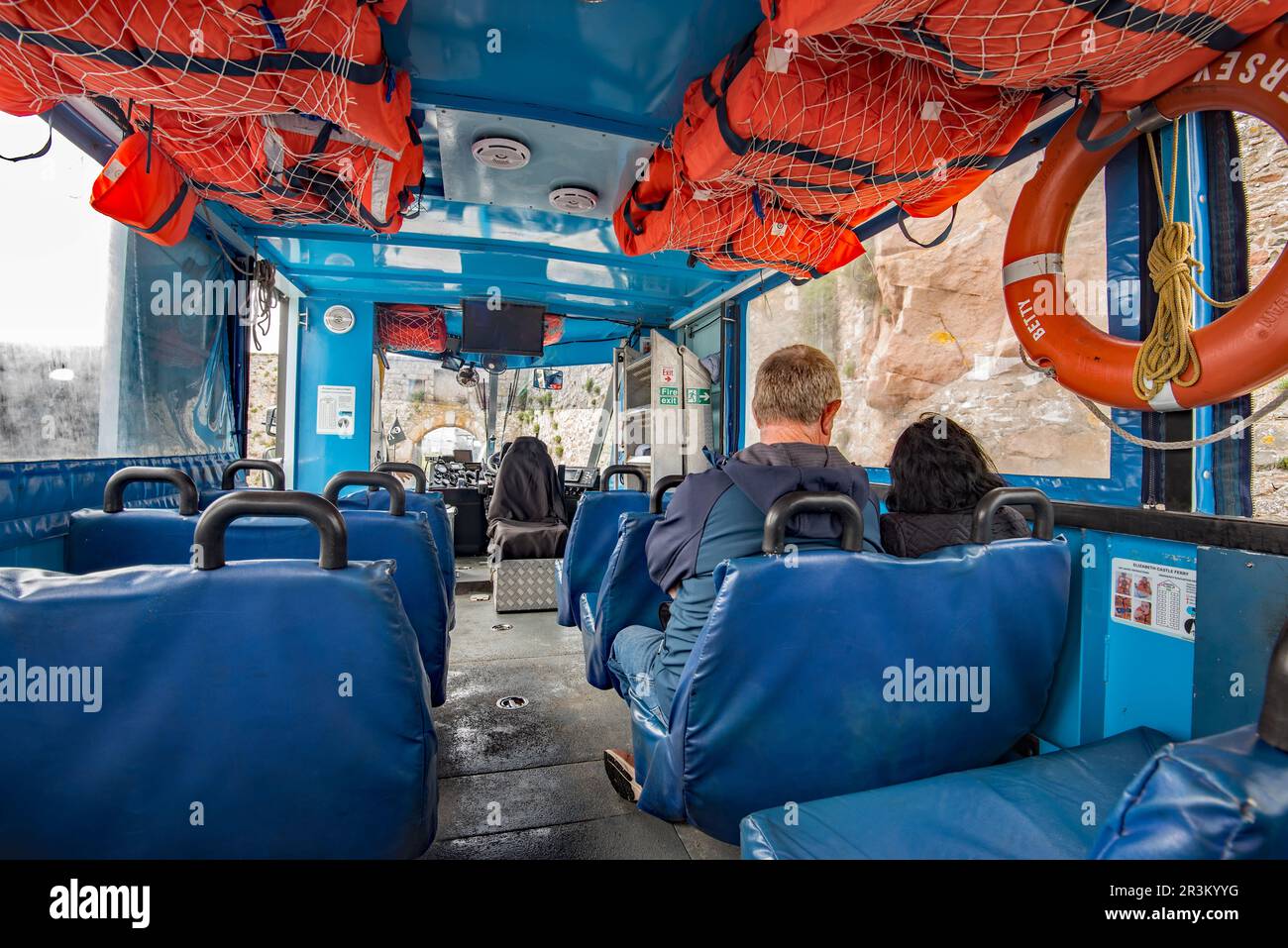 The interior of the duck-ferry, an amphibious vehicle that crosses to ...