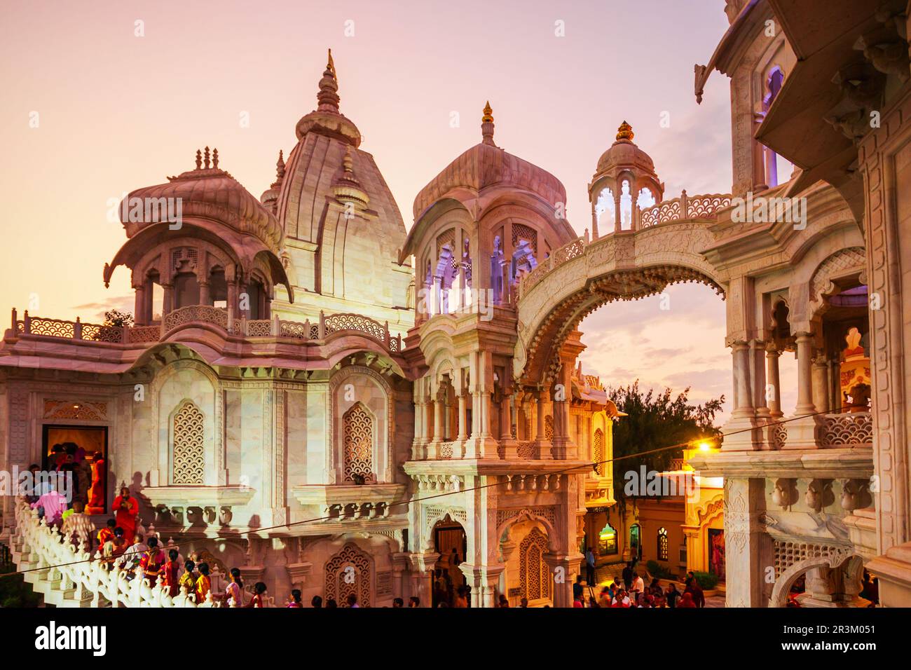 VRINDAVAN, INDIA - SEPTEMBER 20, 2019: Sri Krishna Balaram Mandir is a Gaudiya Vaishnava temple ...