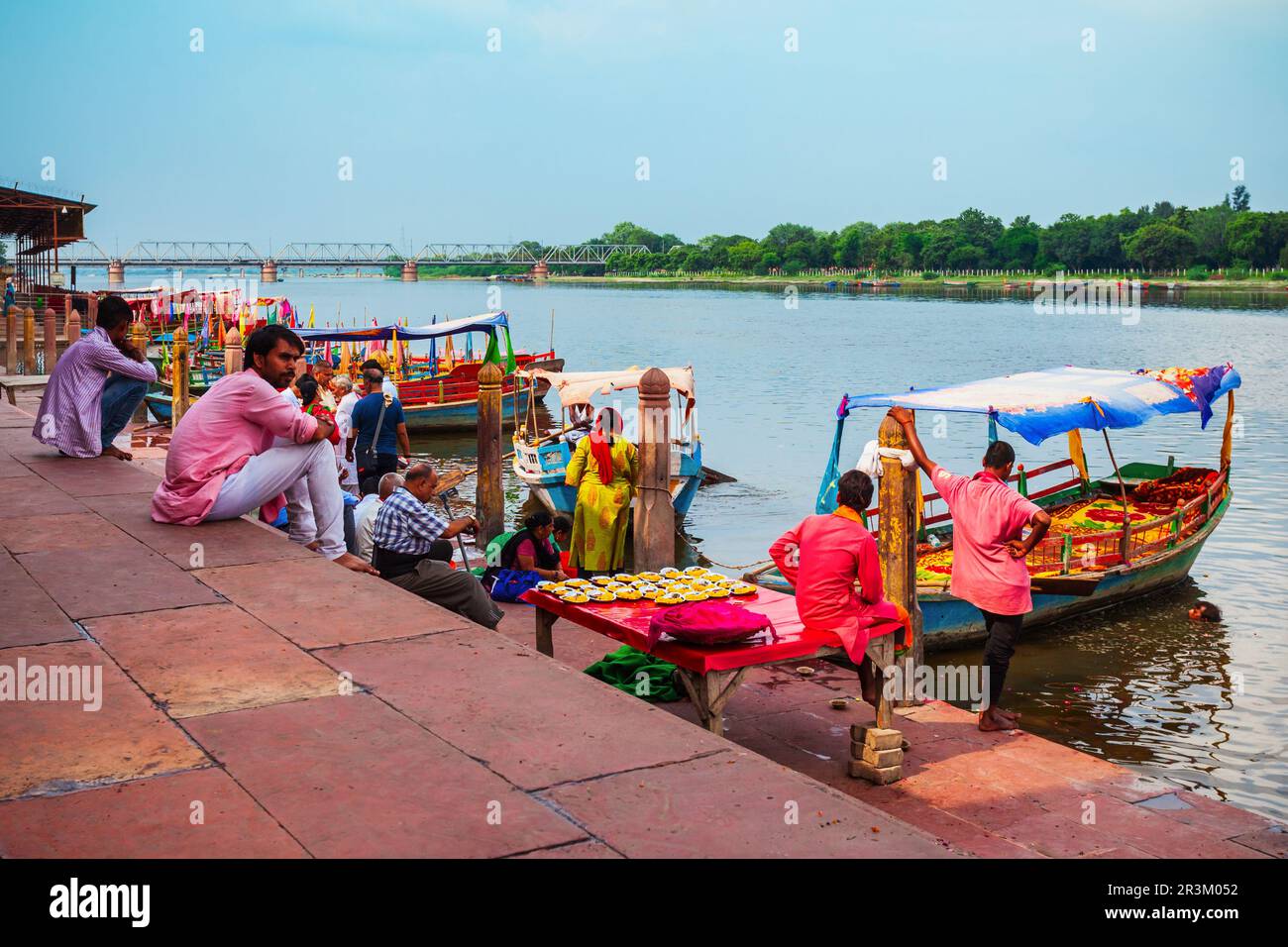 MATHURA, INDIA - SEPTEMBER 20, 2019: Boats at the Vishram Ghat of ...