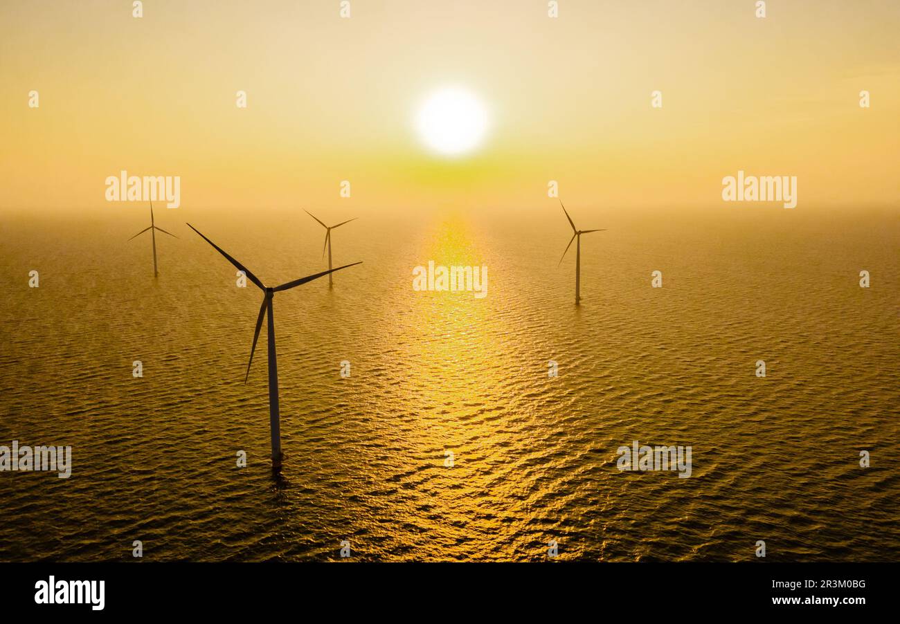 Windmill turbines huge winmill park in the Netherlands Stock Photo - Alamy