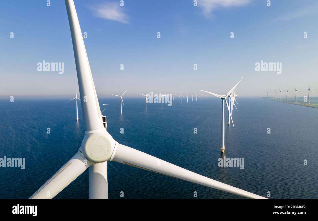 Windmill turbines huge winmill park in the Netherlands Stock Photo - Alamy