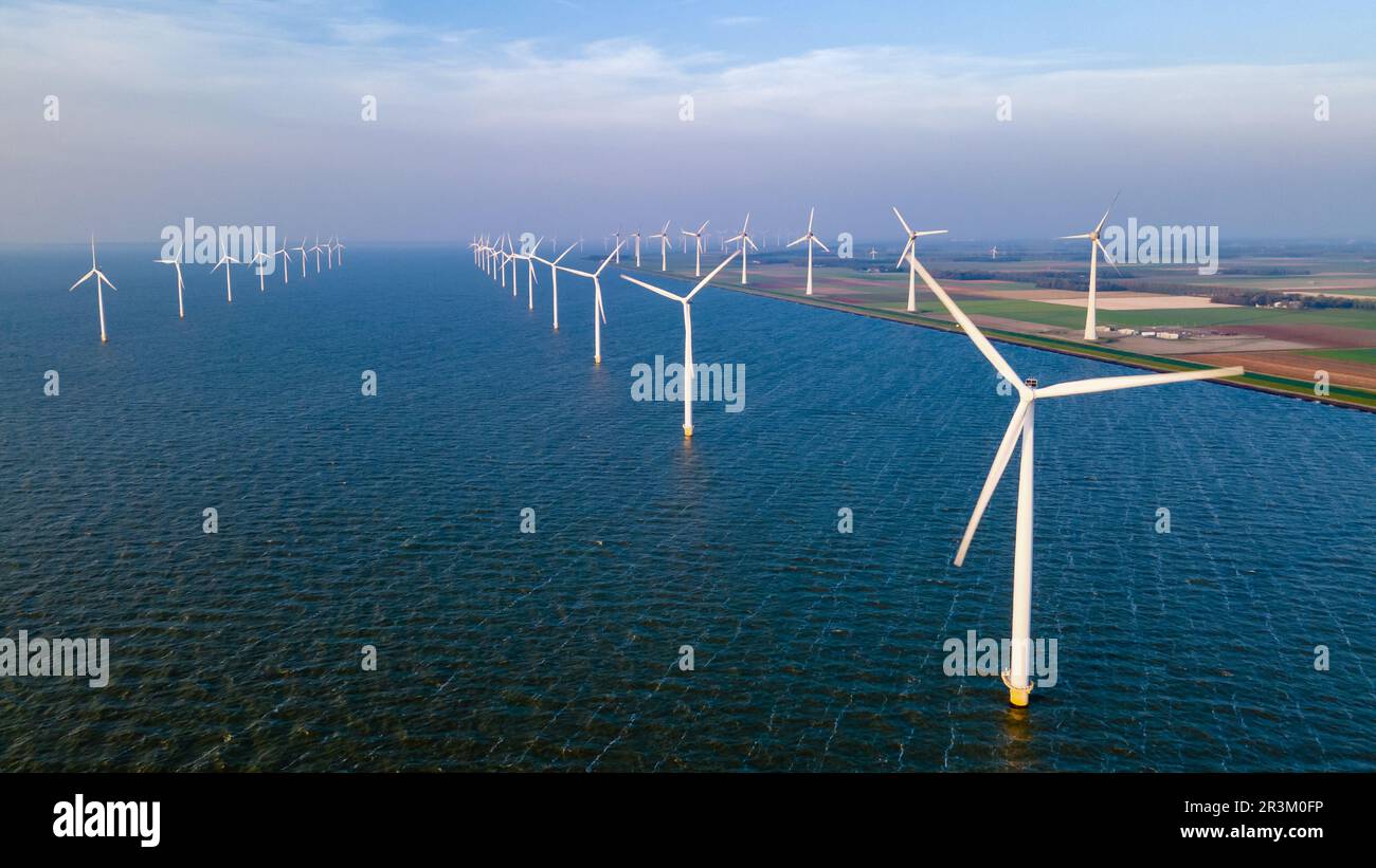Windmill turbines huge winmill park in the Netherlands Stock Photo - Alamy
