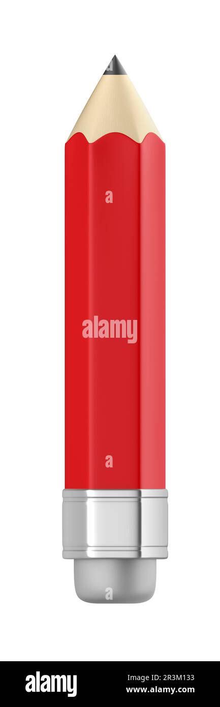 Red pencil with eraser, isolated on white background Stock Photo - Alamy