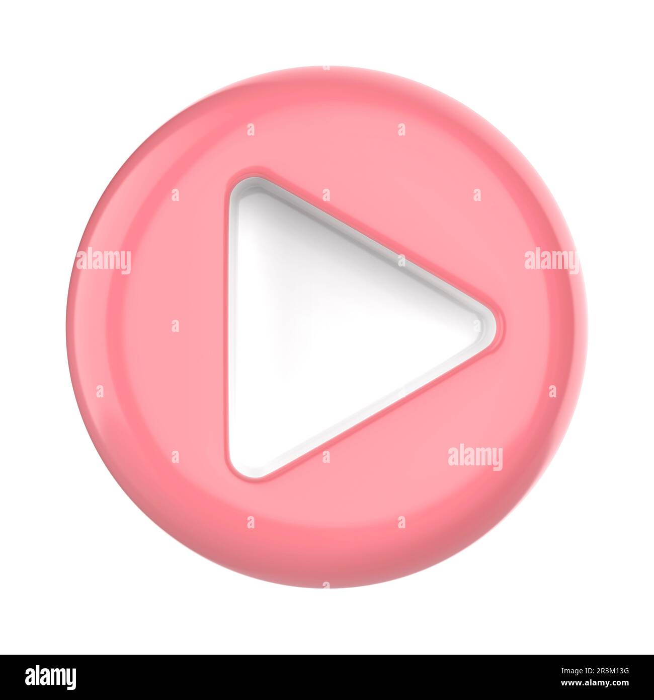 Pink plastic play button, isolated on white background Stock Photo - Alamy